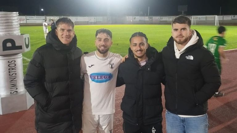Txus Alba, Nico Reniero y Garriz, futbolistas del Lugo, en A Pinguela