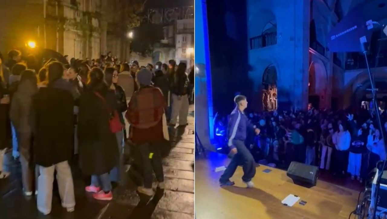 As impresionantes colas para escoitar a 9Louro na Igrexa da ...
