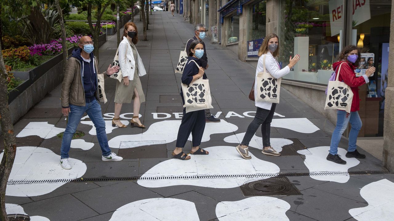 El primer paso de vaca de Santiago, en la Praza Roxa