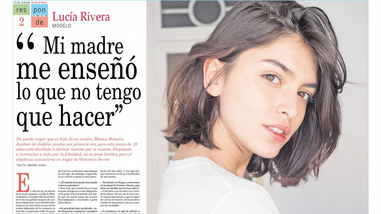 La modelo Lucía Rivera, mañana en la revista YES