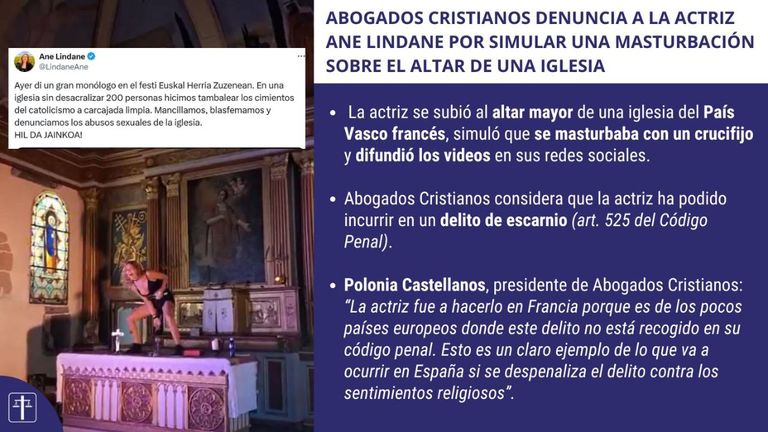 La monologuista Ane Lindane, denunciada por Abogados Cristianos por ...