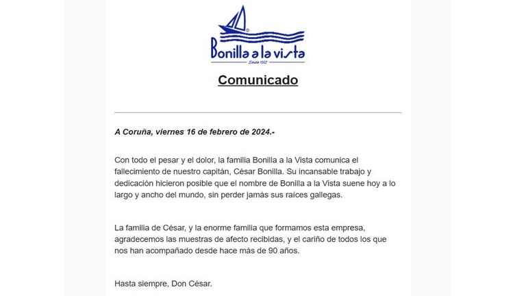Fallece César Bonilla, capitán de unas patatas de Óscar