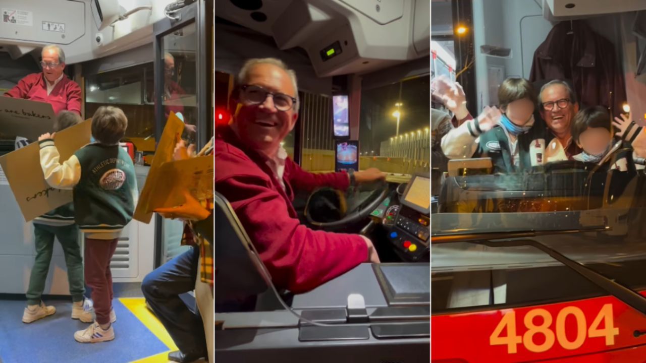 La emotiva despedida tras 33 años de servicio al conductor de autobús urbano de la línea 136 de ...