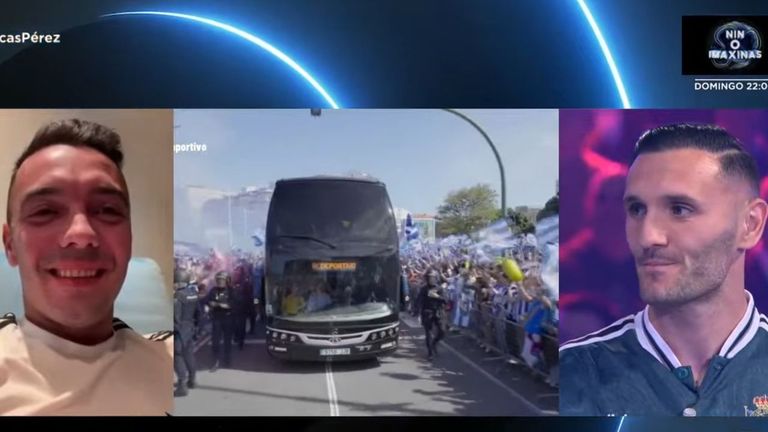 Iago Aspas felicita a Lucas Pérez por el ascenso a Segunda en «Land Rober»