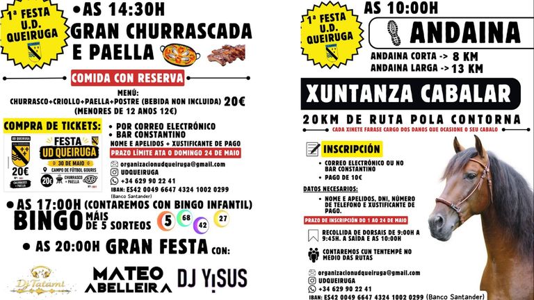Churrasco, paella y caballos en la primera fiesta del Queiruga